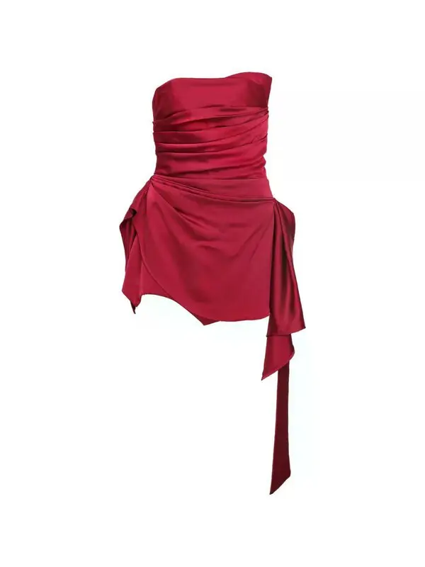 KENZIE KLAMBIE Strapless Ruched Mini Dress - Red