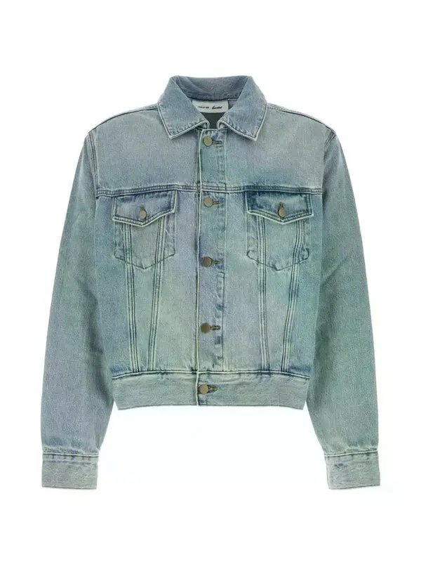 Fear Of God Essentials Logo-patch Denim Jacket - Blue