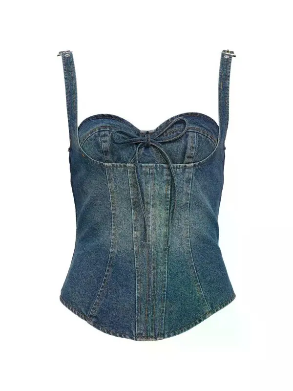 KENZIE KLAMBIE Lace-up Corset Top - Blue