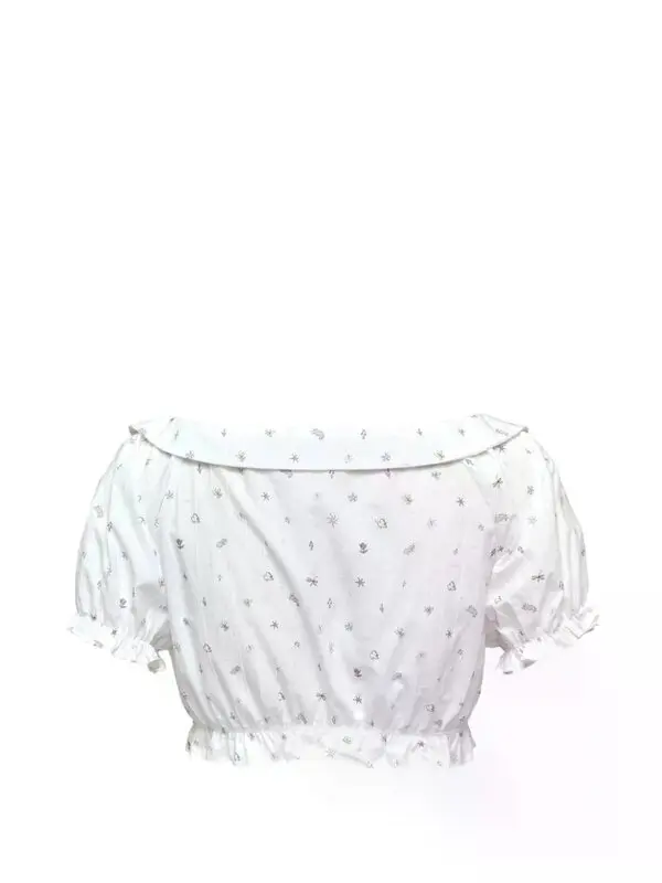 SULTRY VIRGIN Printed Puff-sleeve Blouse