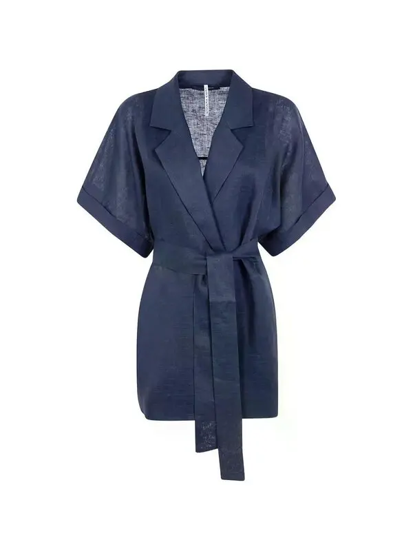 Liviana Conti Belted Short-sleeve Jacket - Blue