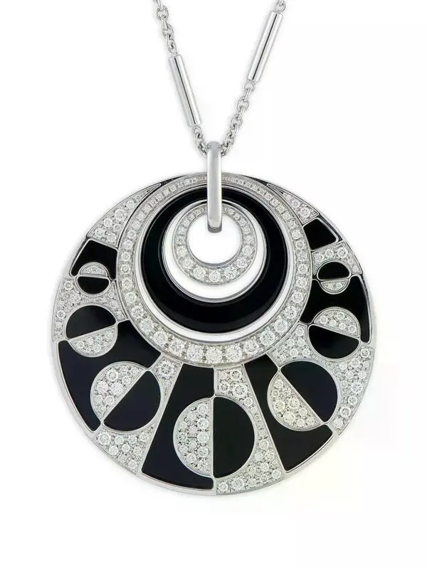 BVLGARI Intarsio Diamond And Onyx Pendant Necklace - Silver