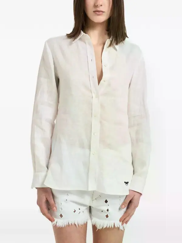 Max Mara Embroidered-logo Button-down Shirt - White