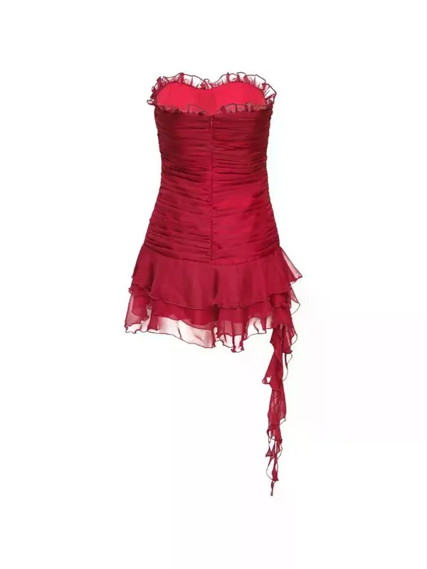 KENZIE KLAMBIE Ruched Ruffled Mini Dress