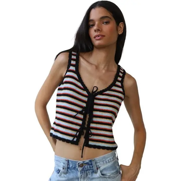 Callahan Crochet Tie Tank Top - Black