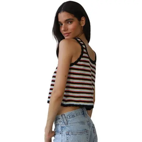 Callahan Crochet Tie Tank Top - Black