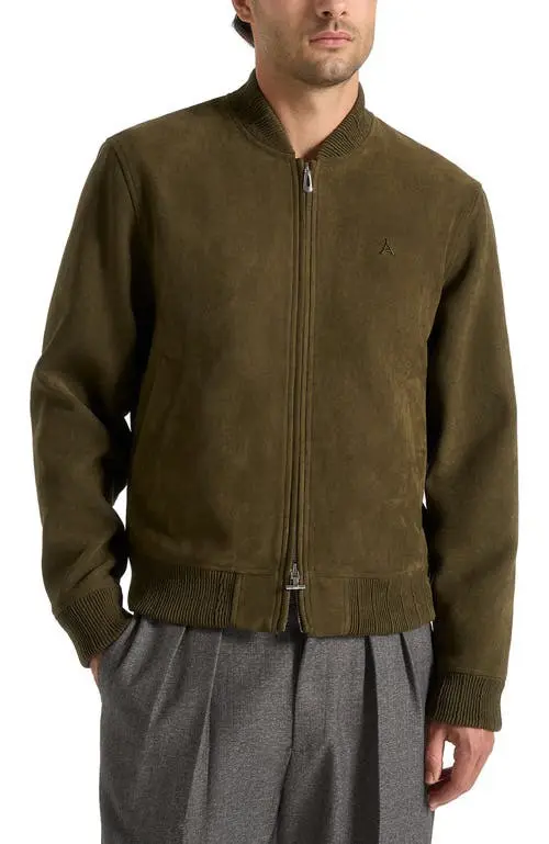 Manière De Voir Arsene Suede Bomber Jacket - Olive