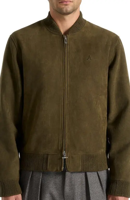 Manière De Voir Arsene Suede Bomber Jacket - Olive