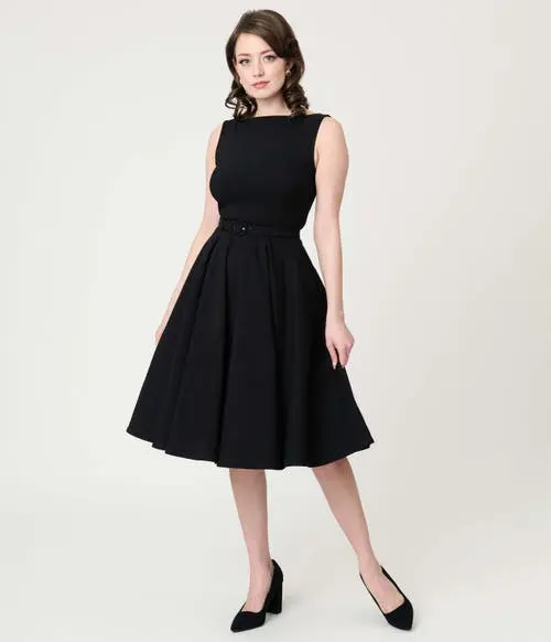 Unique Vintage Belted Devon Swing Dress