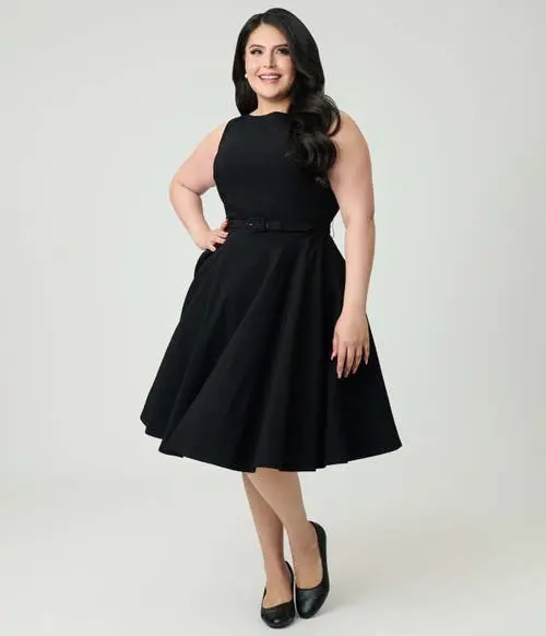 Unique Vintage Belted Devon Swing Dress