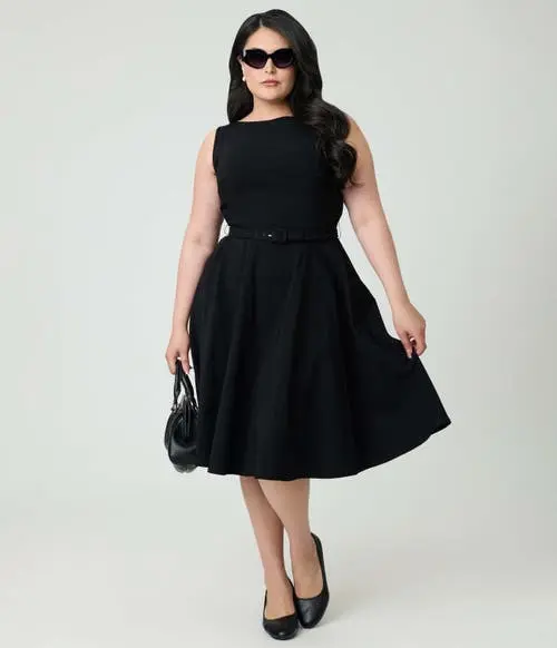 Unique Vintage Belted Devon Swing Dress