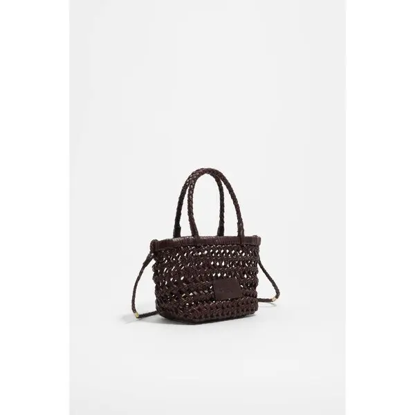 Bimba Y Lola Plaited Mini Leather Bag - Dark Brown
