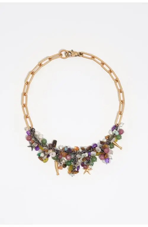 Bimba Y Lola Stone Embellished Adjustable Necklace - Dark Green