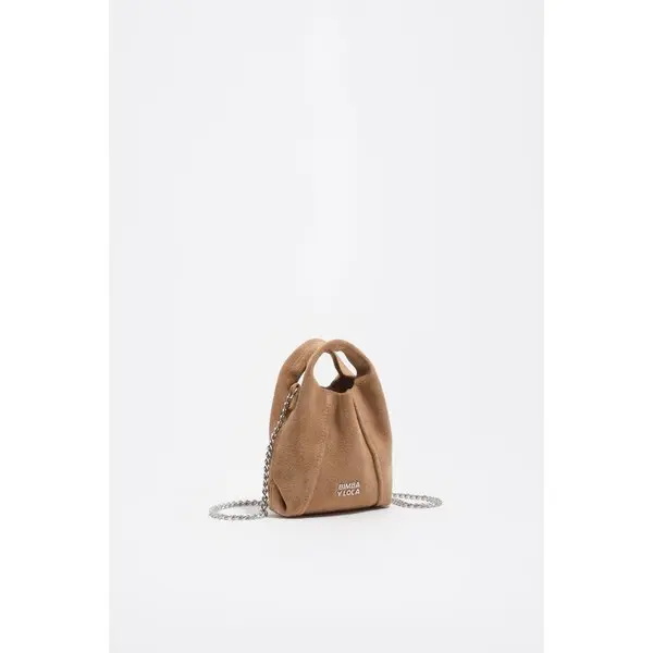 Bimba Y Lola Leather Micro Chain Bag - Natural