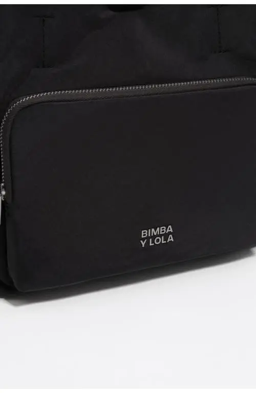 Bimba Y Lola Nylon Pocket Bag With Leather Details - Graphite