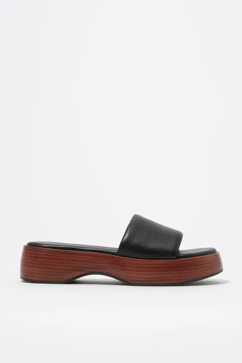 Bimba Y Lola Leather Platform Sandals - Black