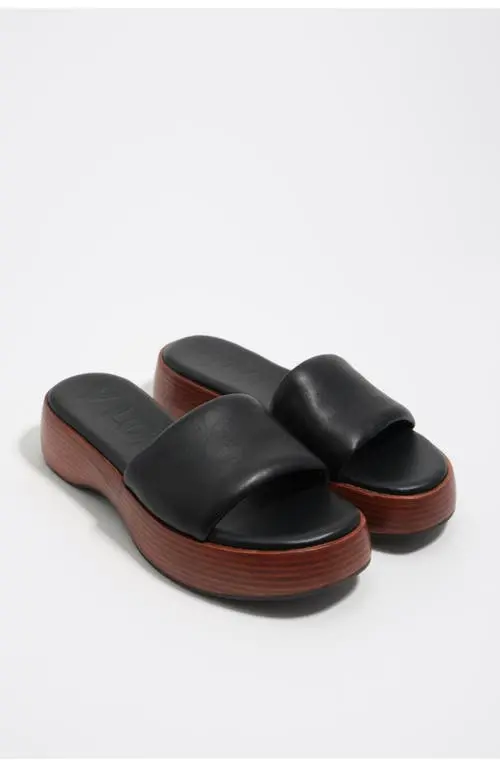 Bimba Y Lola Leather Platform Sandals - Black