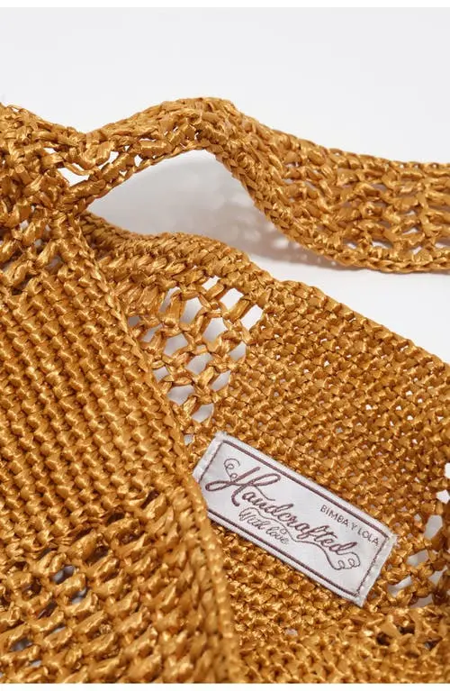 Bimba Y Lola Raffia Shoulder Bag - Gold