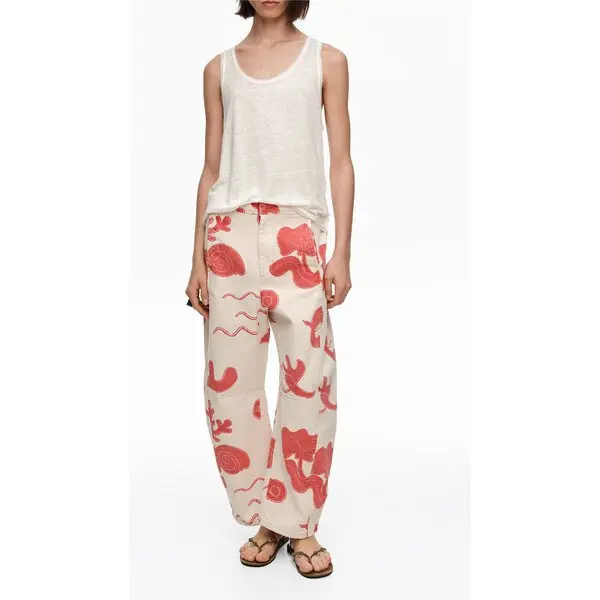 Bimba Y Lola Barrel-leg Ankle Trousers - Sand Red