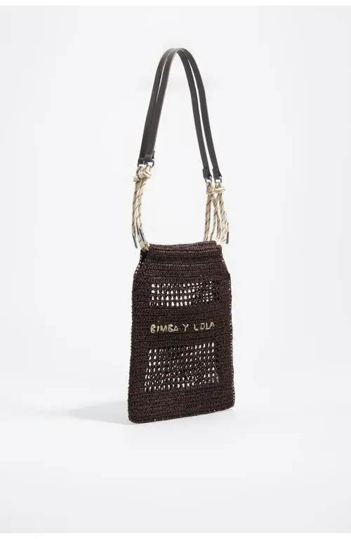 Bimba Y Lola Raffia Shoulder Bag - Chocolate