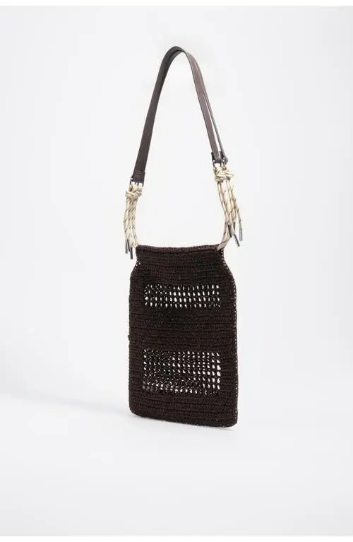 Bimba Y Lola Raffia Shoulder Bag - Chocolate