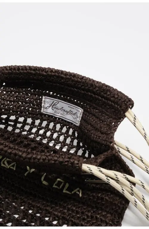 Bimba Y Lola Raffia Shoulder Bag - Chocolate