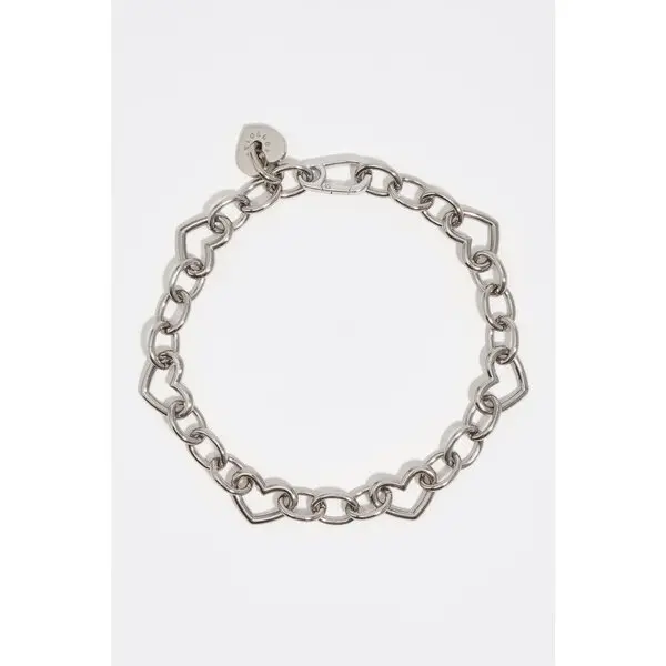 Bimba Y Lola Heart Logo Metal Chain Necklace - Dark Silver