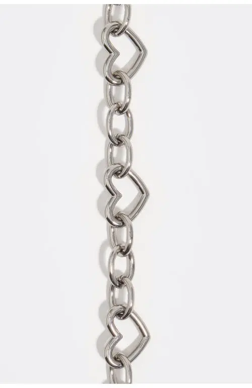 Bimba Y Lola Heart Logo Metal Chain Necklace - Dark Silver