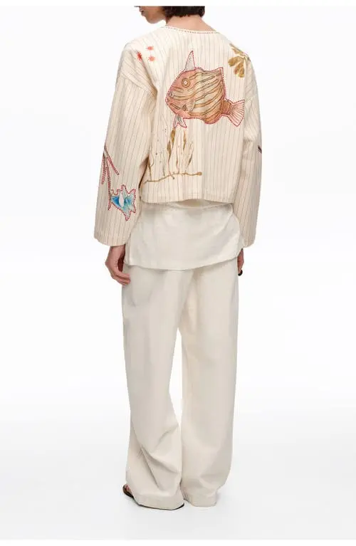 Bimba Y Lola Patchwork Cotton Cropped Jacket