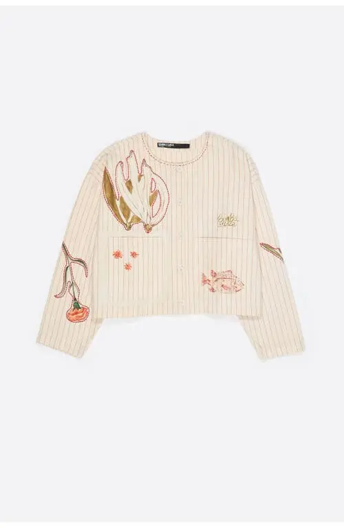 Bimba Y Lola Patchwork Cotton Cropped Jacket