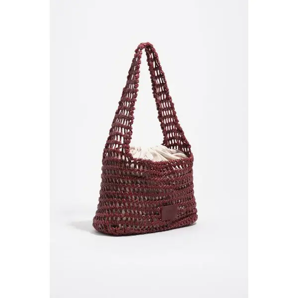 Bimba Y Lola Woven Leather Shoulder Bag - Dark Cherry