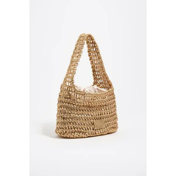 Bimba Y Lola Woven Leather Shoulder Bag - Gold