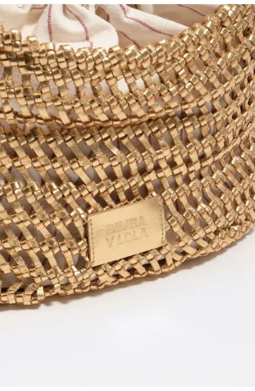 Bimba Y Lola Woven Leather Shoulder Bag - Gold
