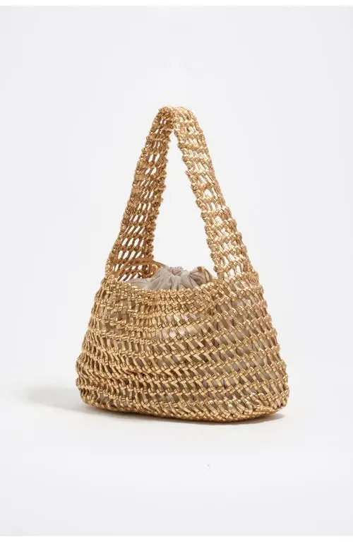 Bimba Y Lola Woven Leather Shoulder Bag - Gold