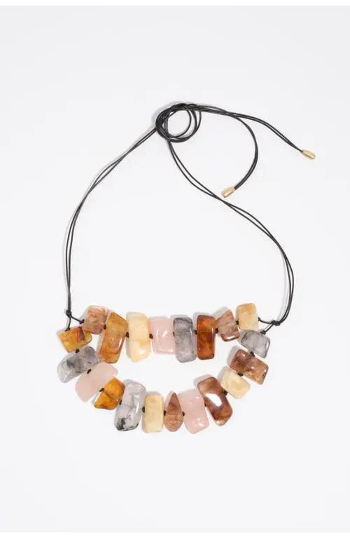 Bimba Y Lola Resin Tie Necklace - Pale Pink