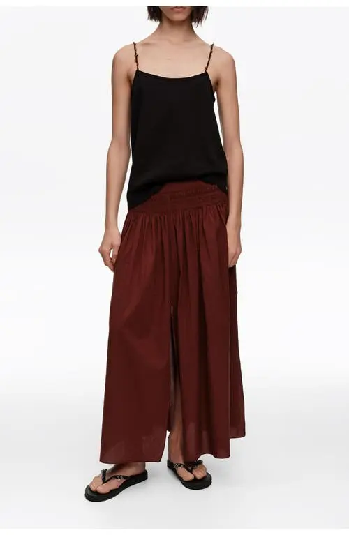 Bimba Y Lola Flared Cotton Midi Skirt - Brown
