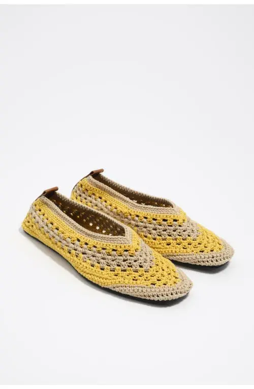 Bimba Y Lola Hand-crocheted Ballerina Flats With Leather Pull Tab