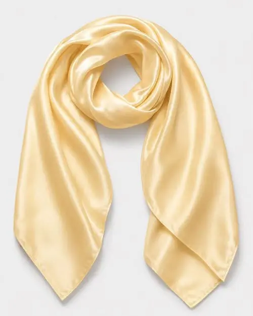 SILKSILKY Pure Silk Classic Elegant Square Scarf - Champagne
