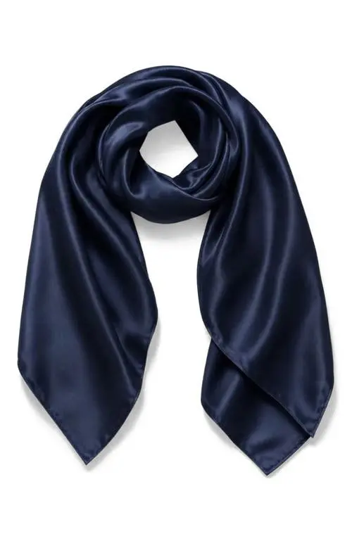SILKSILKY Pure Silk Classic Elegant Square Scarf - Darkblue