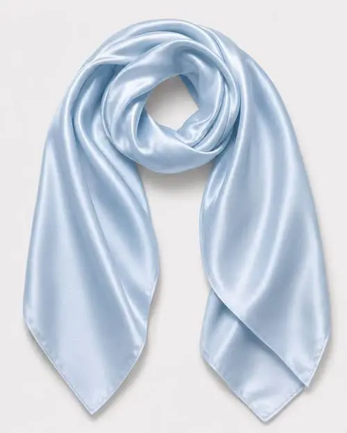 SILKSILKY Pure Silk Classic Elegant Square Scarf - Lightblue