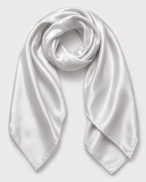 SILKSILKY Pure Silk Classic Elegant Square Scarf - Lightgray