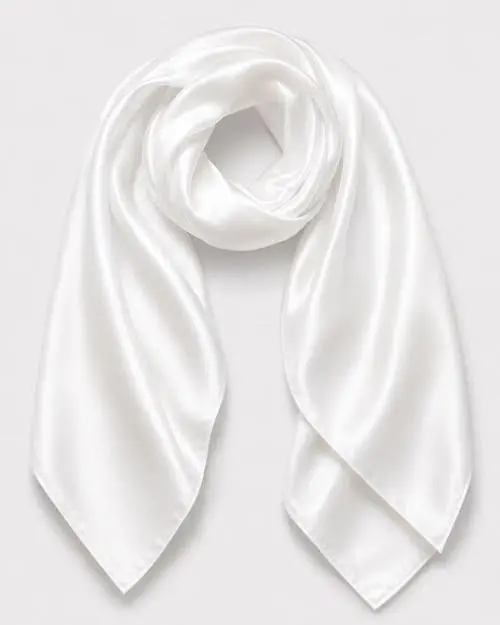 SILKSILKY Pure Silk Classic Elegant Square Scarf - White