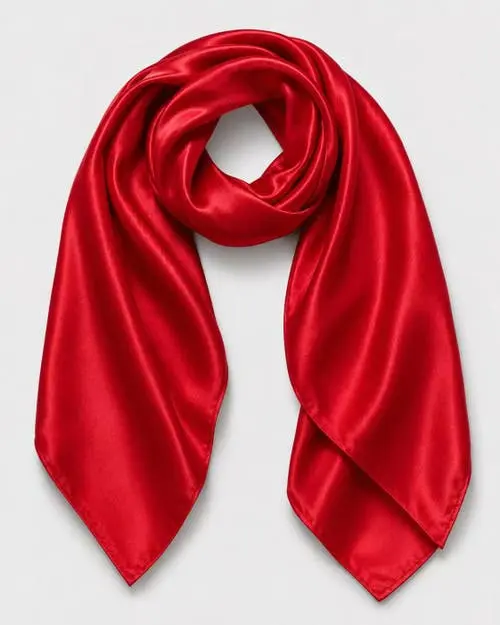 SILKSILKY Pure Silk Classic Elegant Square Scarf - Wine