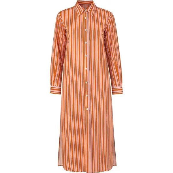 CALLAS MILANO Elissa Long Shirt Dress - Pink/brown