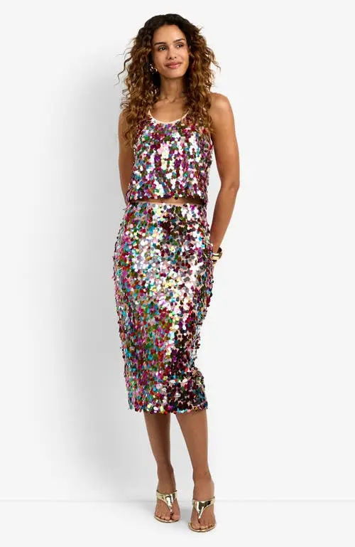Trina Turk Pearla Sequined Midi Skirt - Multi