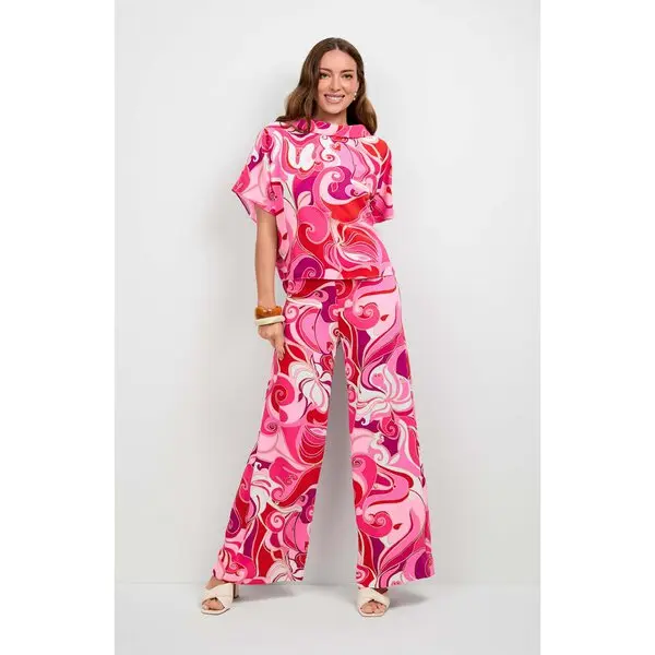 Trina Turk Screen-printed Double Georgette Wide-leg Pants - Darsena