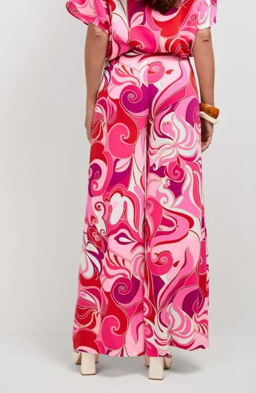 Trina Turk Screen-printed Double Georgette Wide-leg Pants