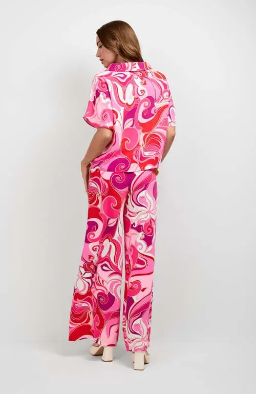 Trina Turk Screen-printed Double Georgette Wide-leg Pants