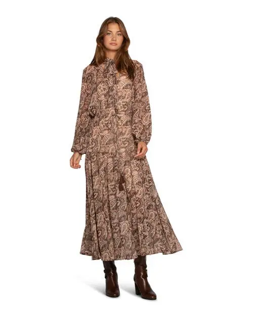 BELLE & BLOOM Printed Maxi Dress With Beaded Waist Tie