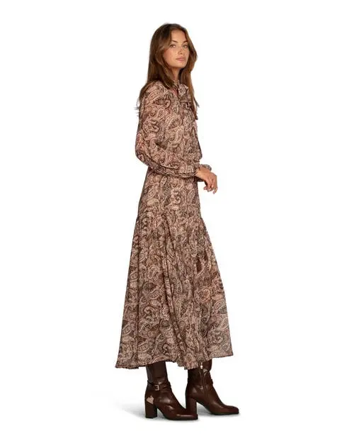 BELLE & BLOOM Printed Maxi Dress With Beaded Waist Tie